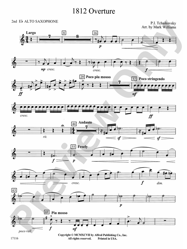 1812 Overture: 2nd E-flat Alto Saxophone: 2nd E-flat Alto Saxophone Part - Digital Sheet Music ...