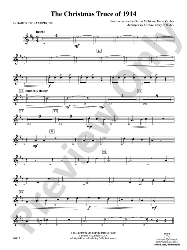 The Christmas Truce of 1914: E-flat Baritone Saxophone: E-flat Baritone Saxophone Part - Digital ...