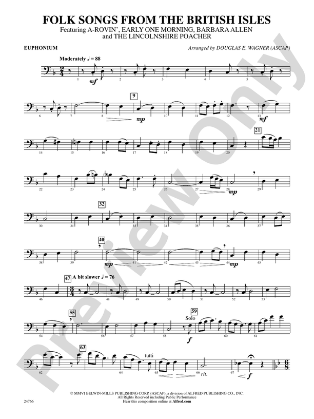 Folk Songs from the British Isles: Baritone B.C.: Baritone B.C. Part ...