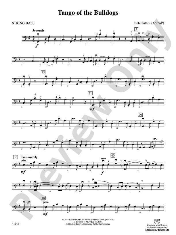 Tango of the Bulldogs: String Bass: String Bass Part - Digital Sheet ...