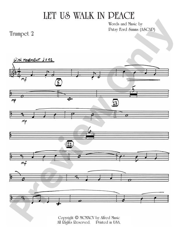 Let Us Walk in Peace: 2nd B-flat Trumpet: 2nd B-flat Trumpet Part - Digital Sheet Music Download