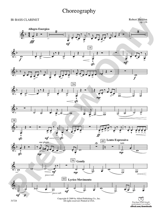 Choreography: B-flat Bass Clarinet: B-flat Bass Clarinet Part - Digital Sheet Music Download