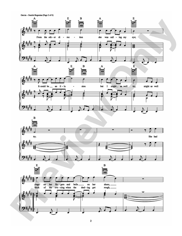 Scarlet Begonias: Piano/Vocal/Chords: Grateful Dead - Digital Sheet ...