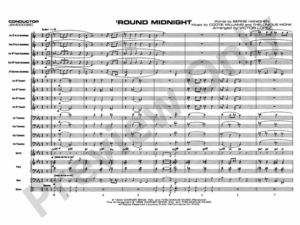 'Round Midnight: Score: Jazz Ensemble Score - Digital Sheet Music Download