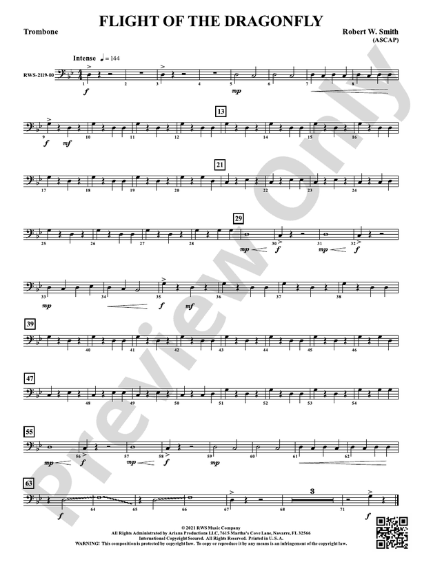 Flight of the Dragonfly: 1st Trombone: 1st Trombone Part: Robert W ...