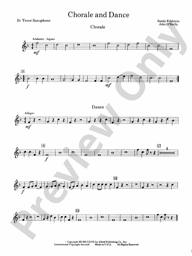 Chorale And Dance B Flat Tenor Saxophone B Flat Tenor Saxophone Part 3469