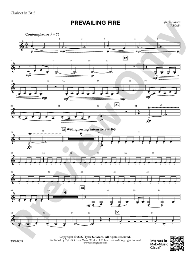 Prevailing Fire: 2nd B-flat Clarinet: 2nd B-flat Clarinet Part ...