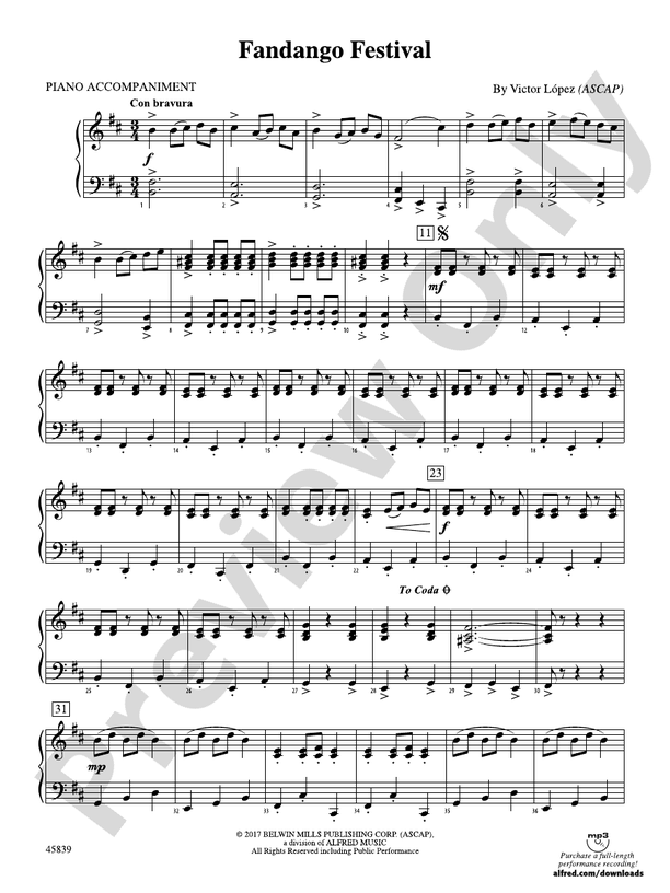 Fandango Festival: Piano Accompaniment: Piano Accompaniment Part ...