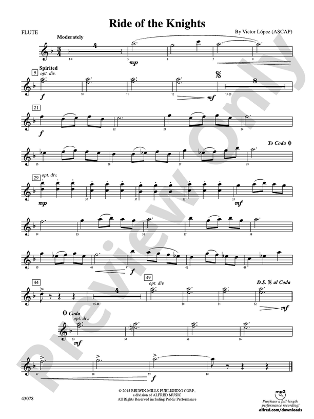 Ride of the Knights: Flute: Flute Part - Digital Sheet Music Download