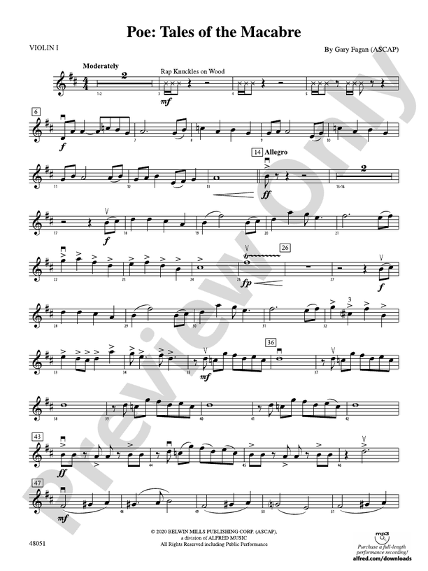 Poe: Tales of the Macabre: 1st Violin: 1st Violin Part - Digital Sheet ...