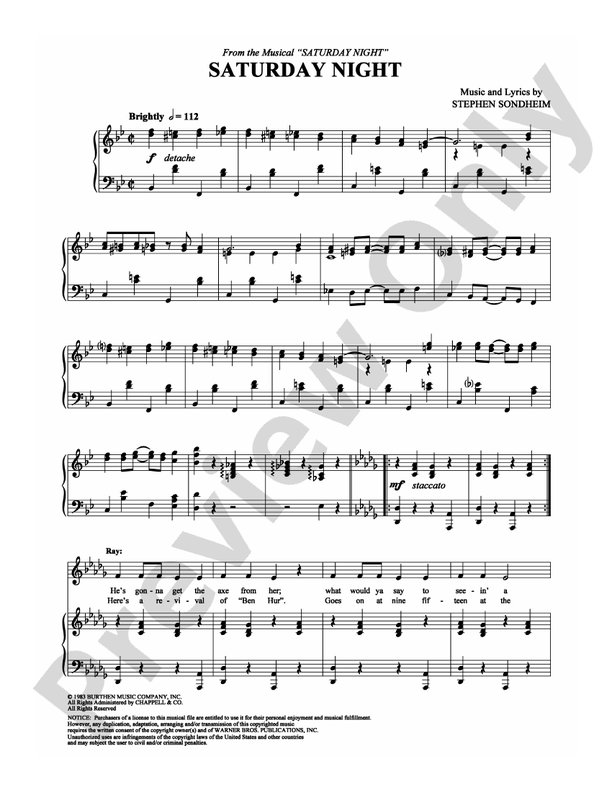 Saturday Night: Piano/Vocal/Chords: Stephen Sondheim - Digital Sheet ...