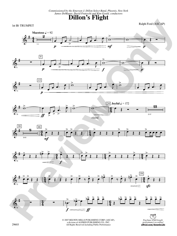 Dillon's Flight: 1st B-flat Trumpet: 1st B-flat Trumpet Part - Digital ...