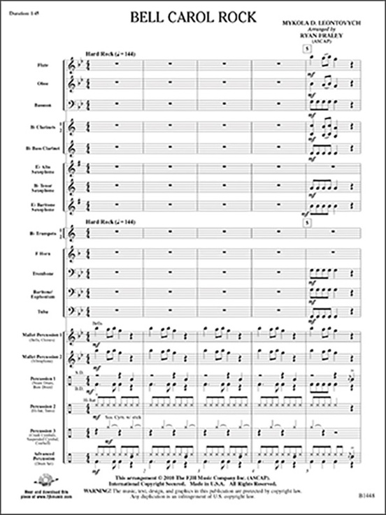 Bell Carol Rock: Concert Band Conductor Score: Mykola Dmytrovych ...