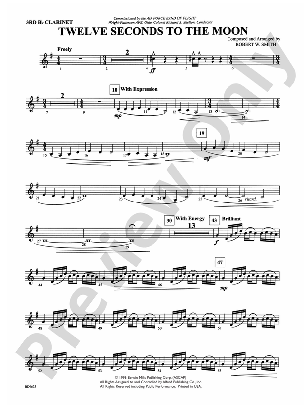 Twelve Seconds to the Moon: 3rd B-flat Clarinet: 3rd B-flat Clarinet Part - Digital Sheet Music ...