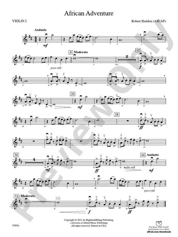 African Adventure: 1st Violin: 1st Violin Part - Digital Sheet Music ...