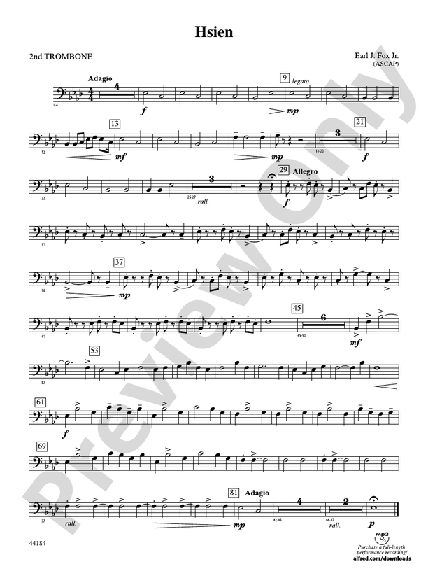 Hsien: 2nd Trombone: 2nd Trombone Part - Digital Sheet Music Download