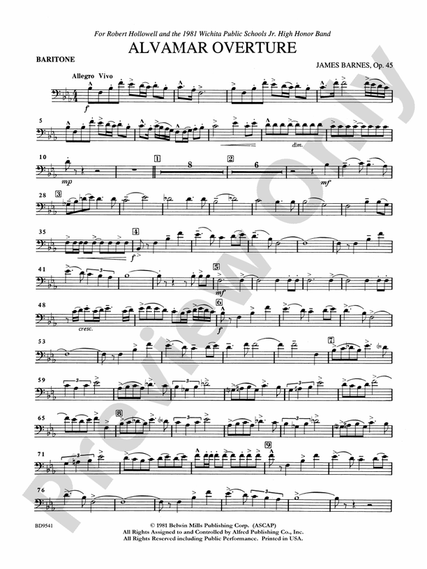Alvamar Overture: Baritone B.C.: Baritone B.C. Part - Digital Sheet ...