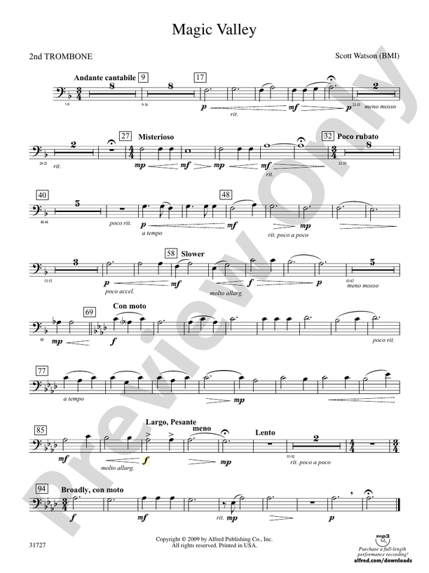 Magic Valley: 2nd Trombone: 2nd Trombone Part - Digital Sheet Music Download