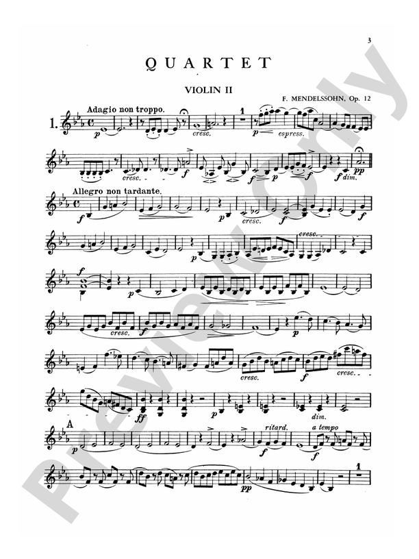 String Quartets, Op. 12; Op. 44, Nos. 1, 2 & 3: 2nd Violin: 2nd Violin Part - Digital Sheet ...