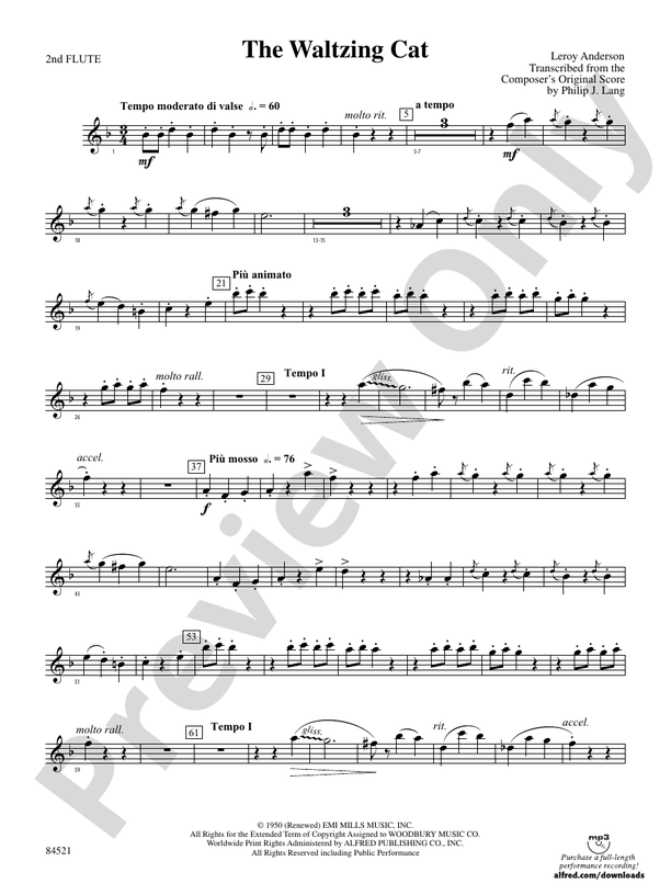 The Waltzing Cat: 2nd Flute: 2nd Flute Part - Digital Sheet Music Download