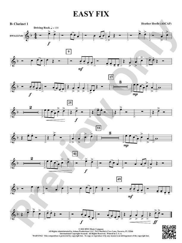 Easy Fix: 1st B-flat Clarinet: 1st B-flat Clarinet Part: Heather Hoefle - Digital Sheet Music ...