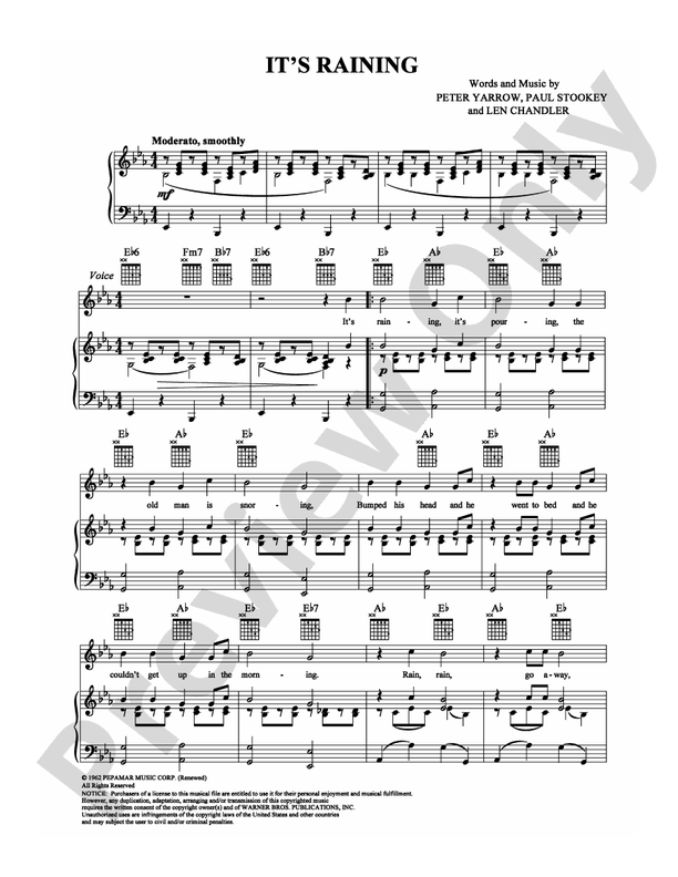 It's Raining: Piano/Vocal/Chords: Peter, Paul & Mary - Digital Sheet ...