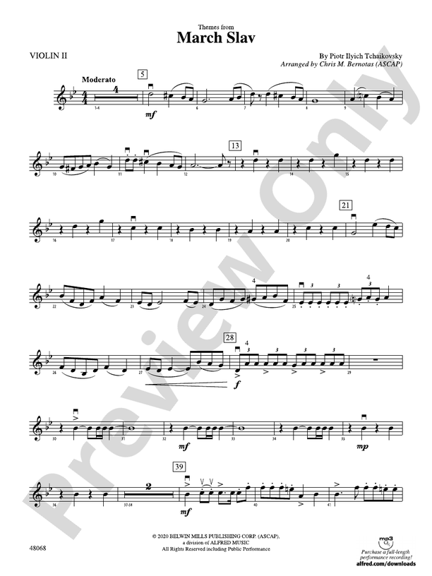 March Slav: 2nd Violin: 2nd Violin Part - Digital Sheet Music Download