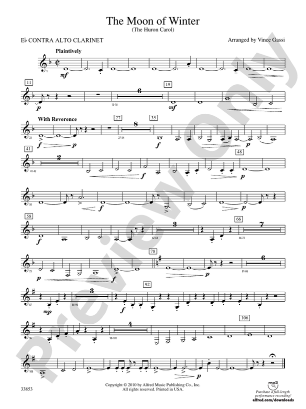 The Moon of Winter (The Huron Carol): (wp) E-flat Contrabass Clarinet ...