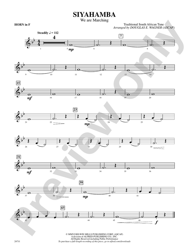 Siyahamba (We Are Marching): 1st F Horn: 1st F Horn Part - Digital ...