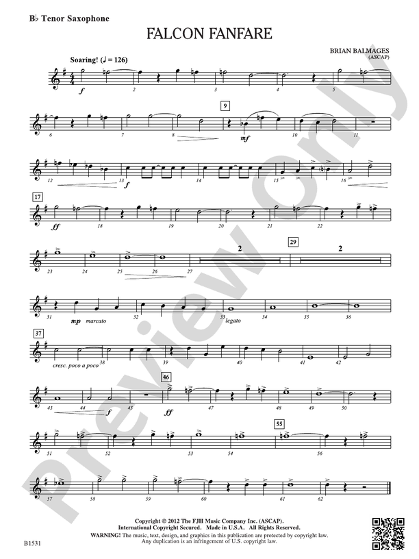 Falcon Fanfare: B-flat Tenor Saxophone: B-flat Tenor Saxophone Part ...