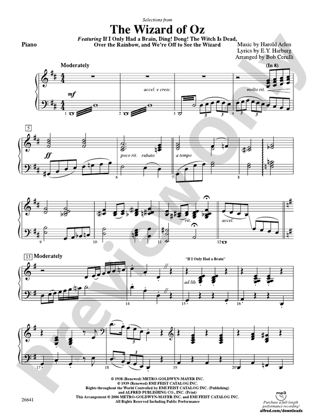 The Wizard of Oz: Piano Accompaniment: Piano Accompaniment Part ...