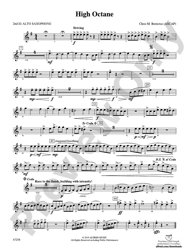 High Octane: 2nd E-flat Alto Saxophone: 2nd E-flat Alto Saxophone Part - Digital Sheet Music ...