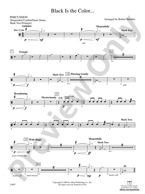 Black Is the Color...: 1st Percussion: 1st Percussion Part - Digital ...