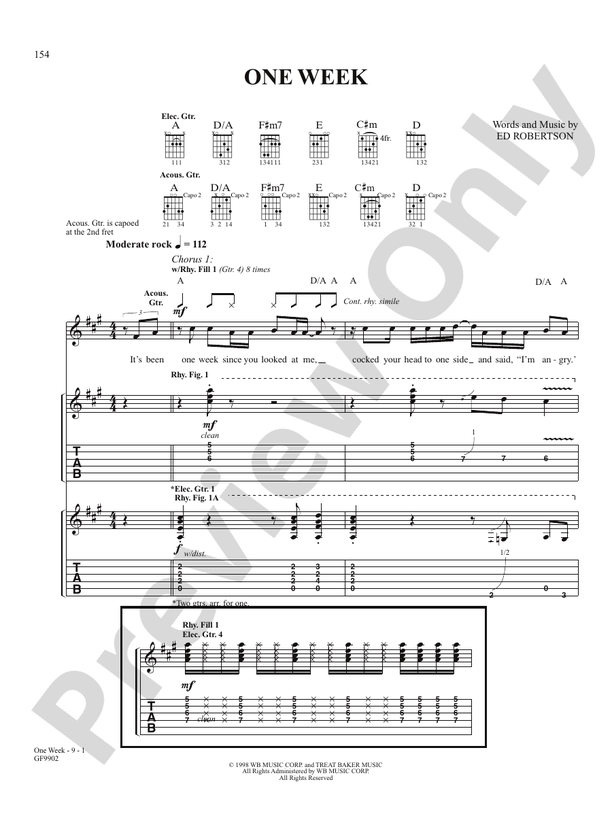 One Week: Guitar: Barenaked Ladies - Digital Sheet Music Download