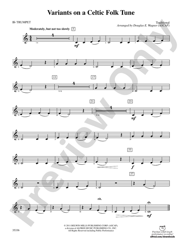 Variants on a Celtic Folk Tune: 1st B-flat Trumpet: 1st B-flat Trumpet Part - Digital Sheet ...