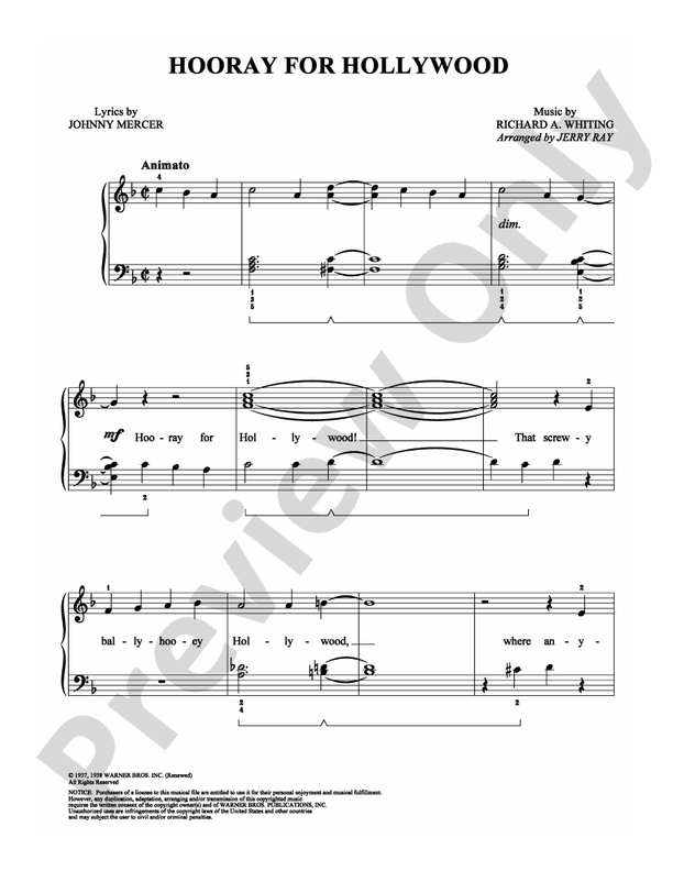 Hooray for Hollywood: Easy Piano: Richard A. Whiting - Digital Sheet ...