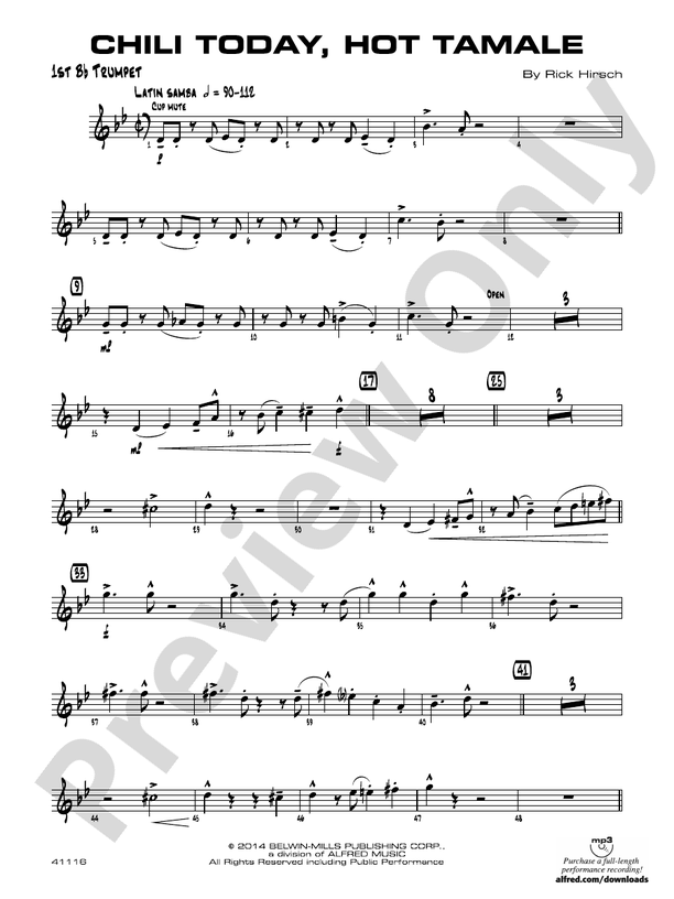 Chili Today, Hot Tamale: 1st B-flat Trumpet: 1st B-flat Trumpet Part - Digital Sheet Music Download