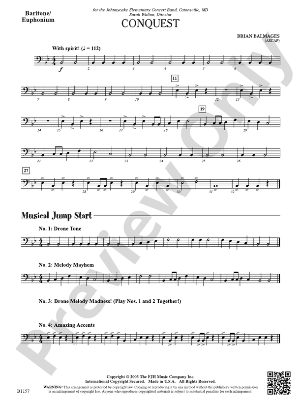 Conquest: Baritone/Euphonium: Baritone/Euphonium Part: Brian Balmages - Digital Sheet Music Download