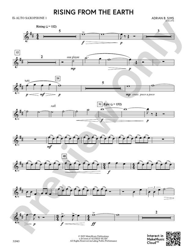 Rising From the Earth: E-flat Alto Saxophone: E-flat Alto Saxophone Part - Digital Sheet Music ...