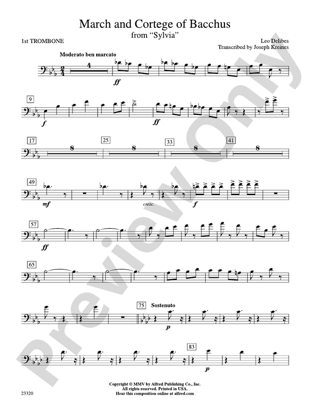 March and Cortege of Bacchus: 1st Trombone: 1st Trombone Part - Digital ...