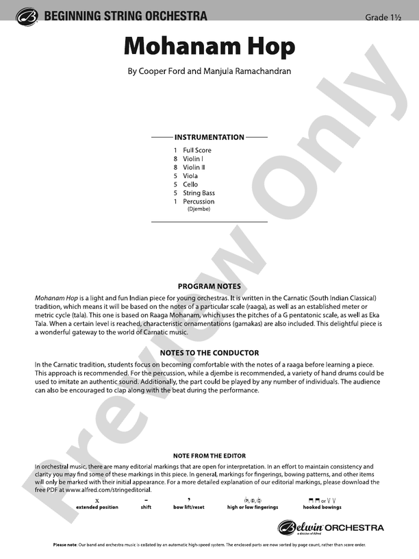 Mohanam Hop: String Orchestra Conductor Score & Parts: Cooper Ford ...