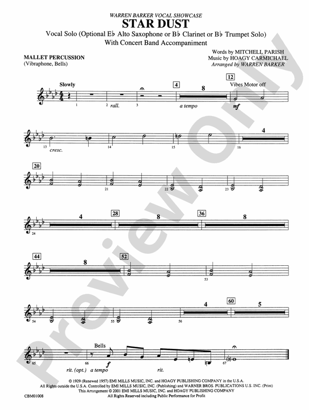 Star Dust: Mallets: Mallets Part - Digital Sheet Music Download