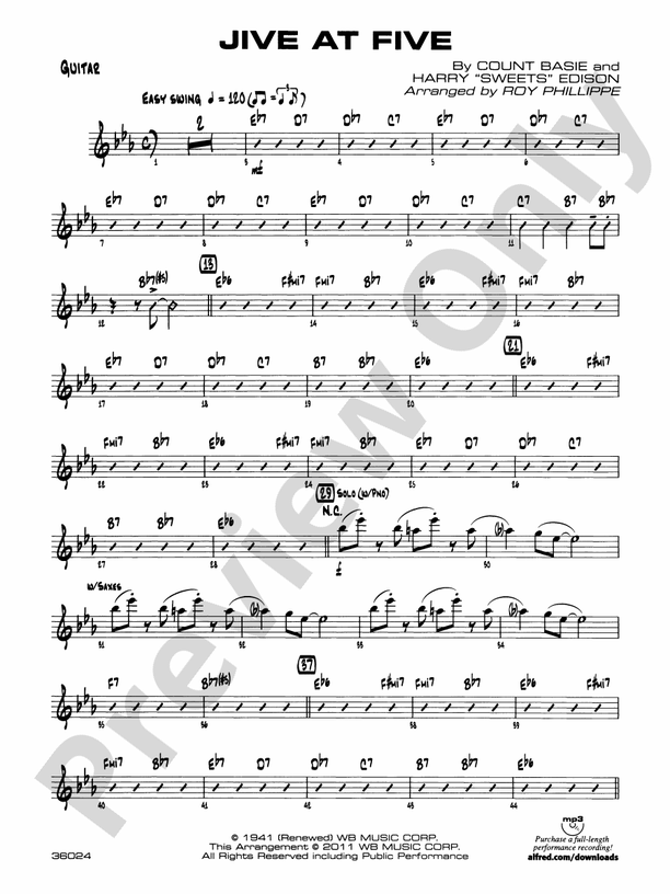 Jive at Five: Guitar: Guitar Part - Digital Sheet Music Download