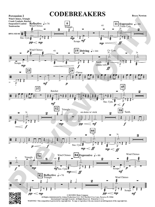 Codebreakers: 2nd Percussion: 2nd Percussion Part: Bryce Newton ...