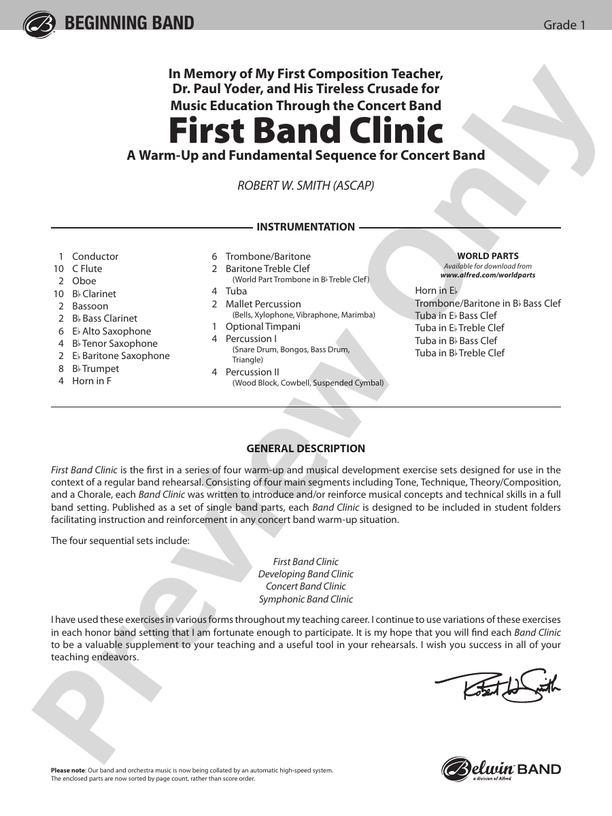 First Band Clinic (A Warm-Up and Fundamental Sequence for Concert Band ...