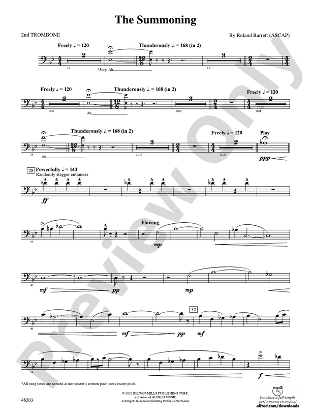 The Summoning: 2nd Trombone: 2nd Trombone Part - Digital Sheet Music Download