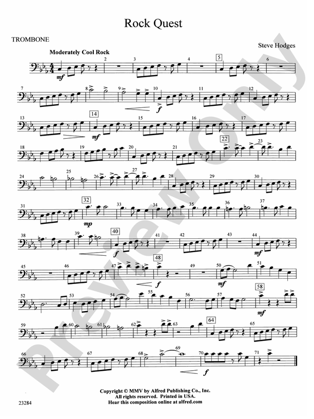 Rock Quest: 1st Trombone: 1st Trombone Part - Digital Sheet Music Download