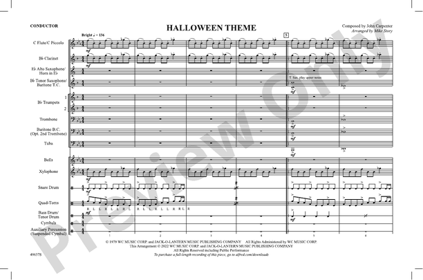 Halloween Theme: Score: Marching Band Score - Digital Sheet Music Download