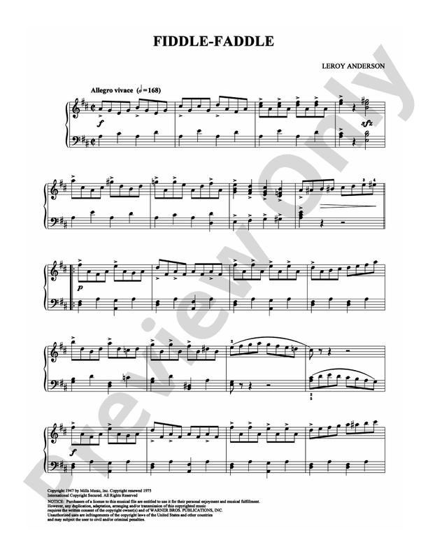 Fiddle-Faddle: Piano: Leroy Anderson - Digital Sheet Music Download