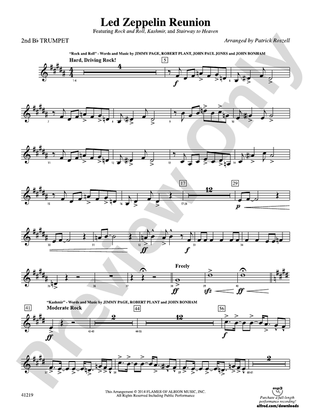 Led Zeppelin Reunion: 2nd B-flat Trumpet: 2nd B-flat Trumpet Part - Digital Sheet Music Download